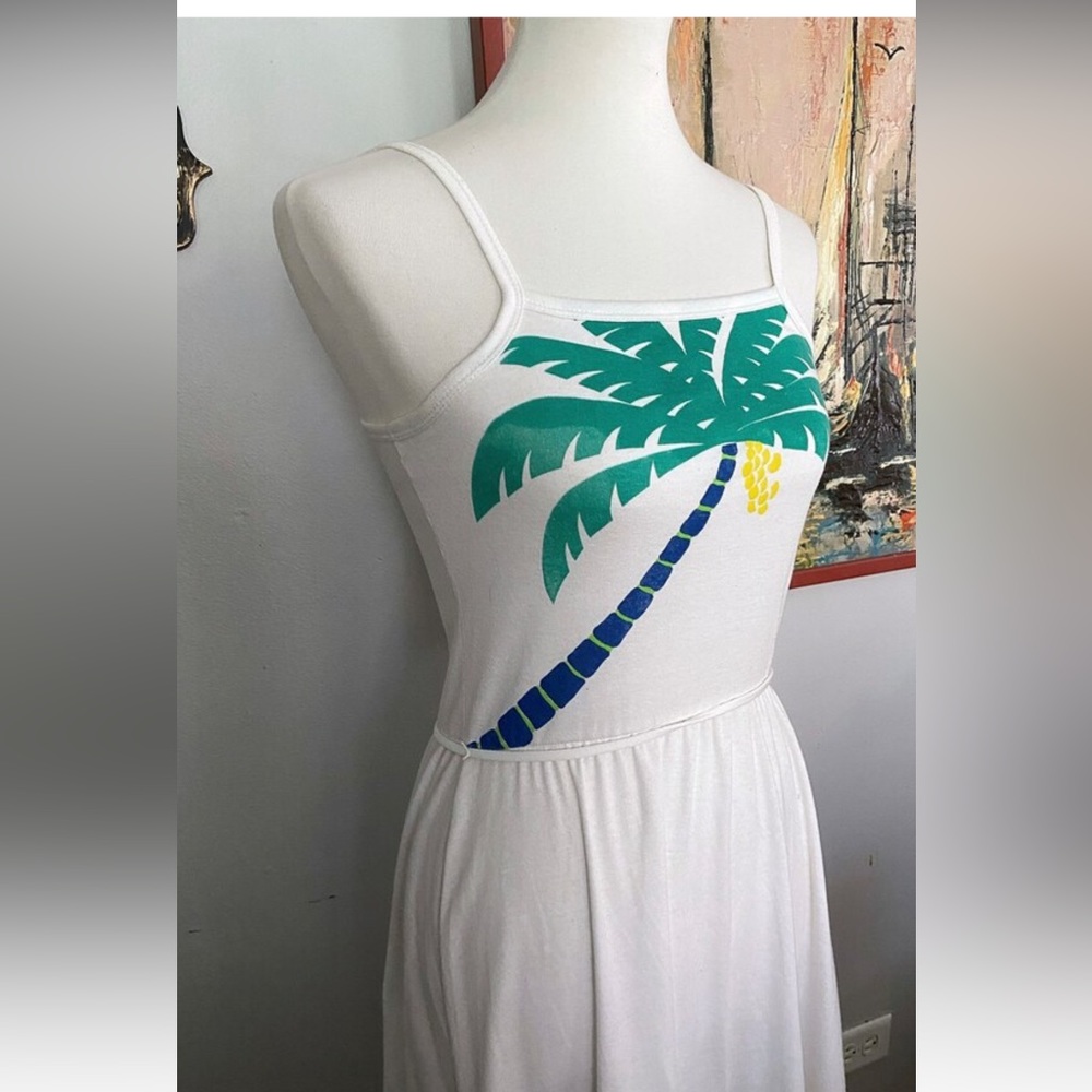 70s/80s Vintage Palm Tree Midi Tank Dress - 13 - Gem